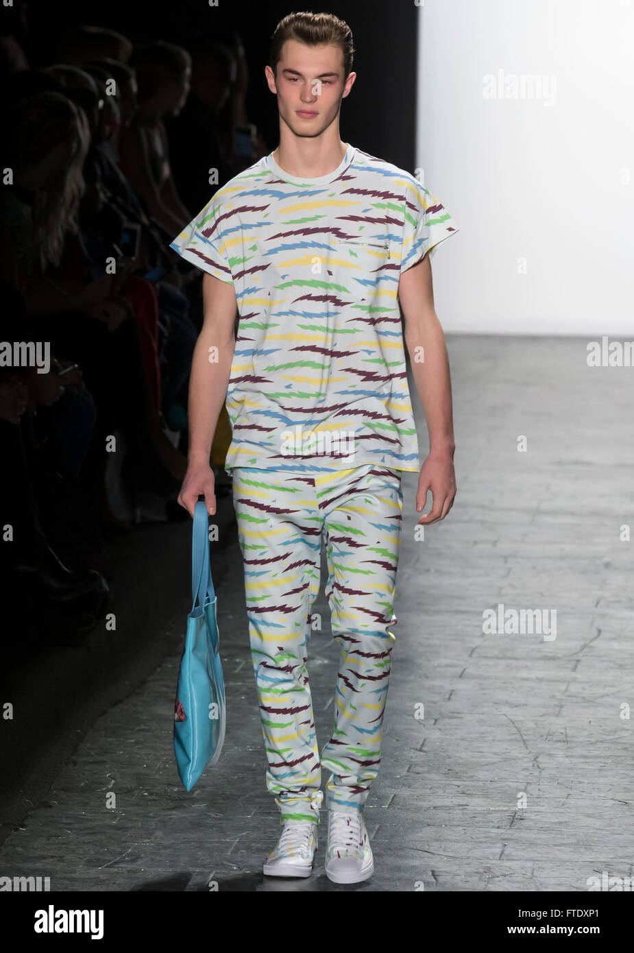 New York City, USA - February 15, 2016: Kit Butler walks the runway at ...