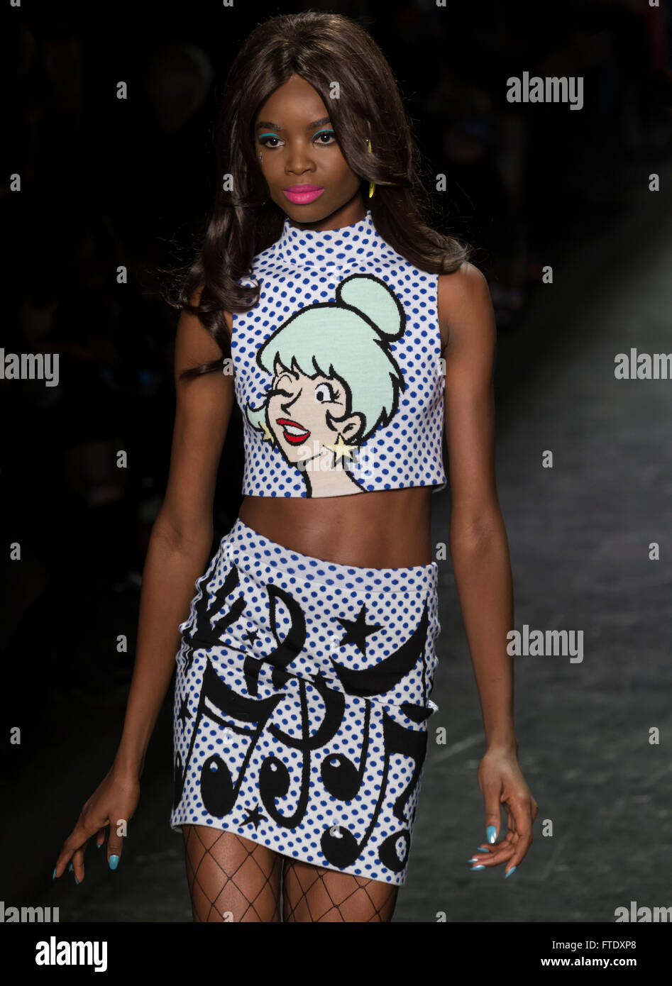 New York City, USA - February 15, 2016: Maria Borges walks the runway ...