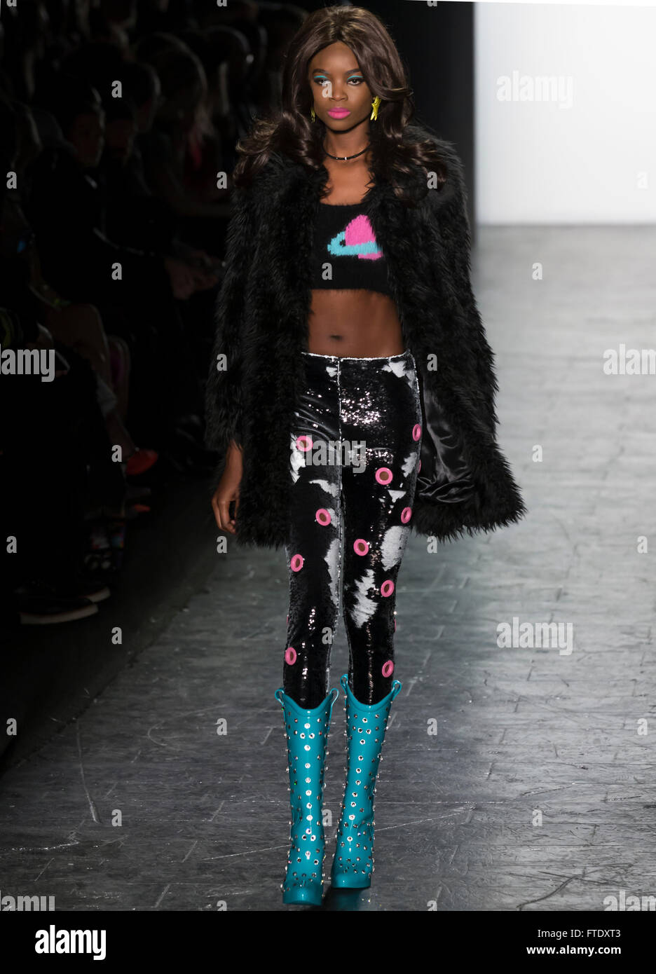 New York City, USA - February 15, 2016: Maria Borges walks the runway ...