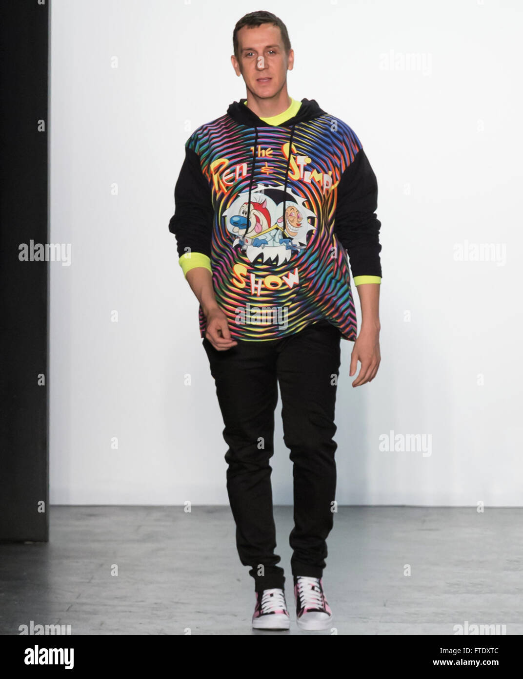 New York City, USA - February 15, 2016: Designer Jeremy Scott walks the ...