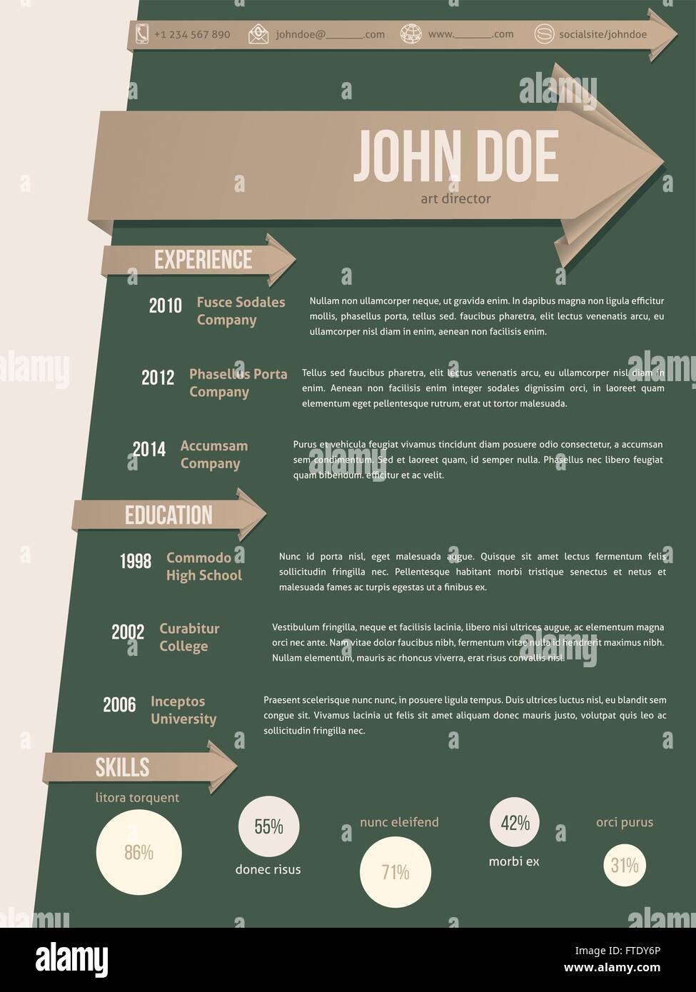 Resume cv template arrow ribbon hi-res stock photography and images - Alamy