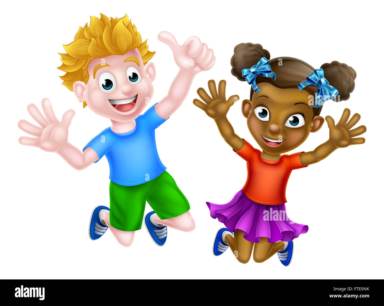 Cartoon Girl Jumping For Joy