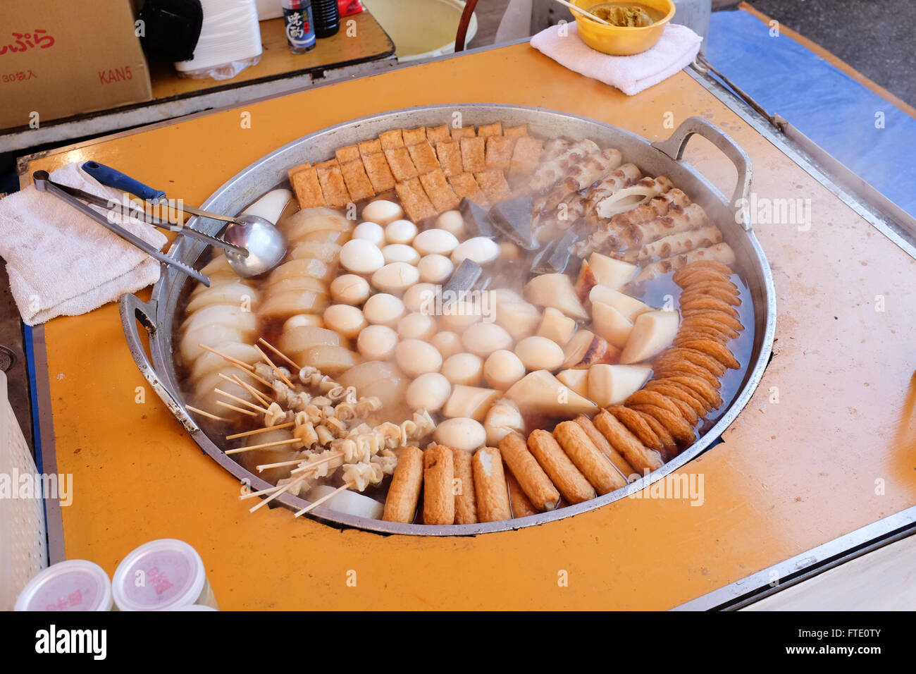 A container cooking 'oden', a popular and cheap snack in Japan Stock ...