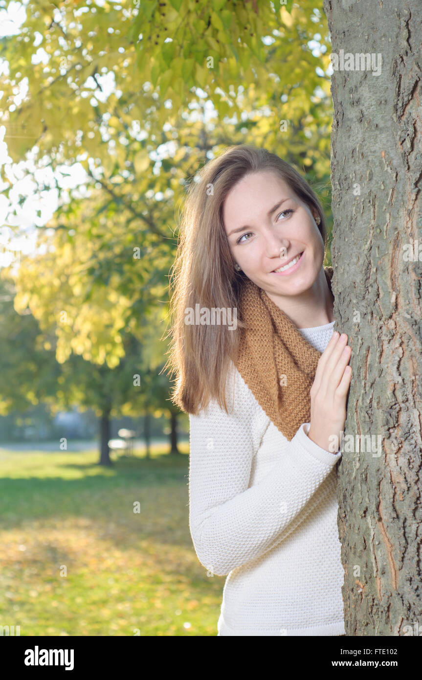 Young woman portrait in autumn fall park Stock Photo - Alamy