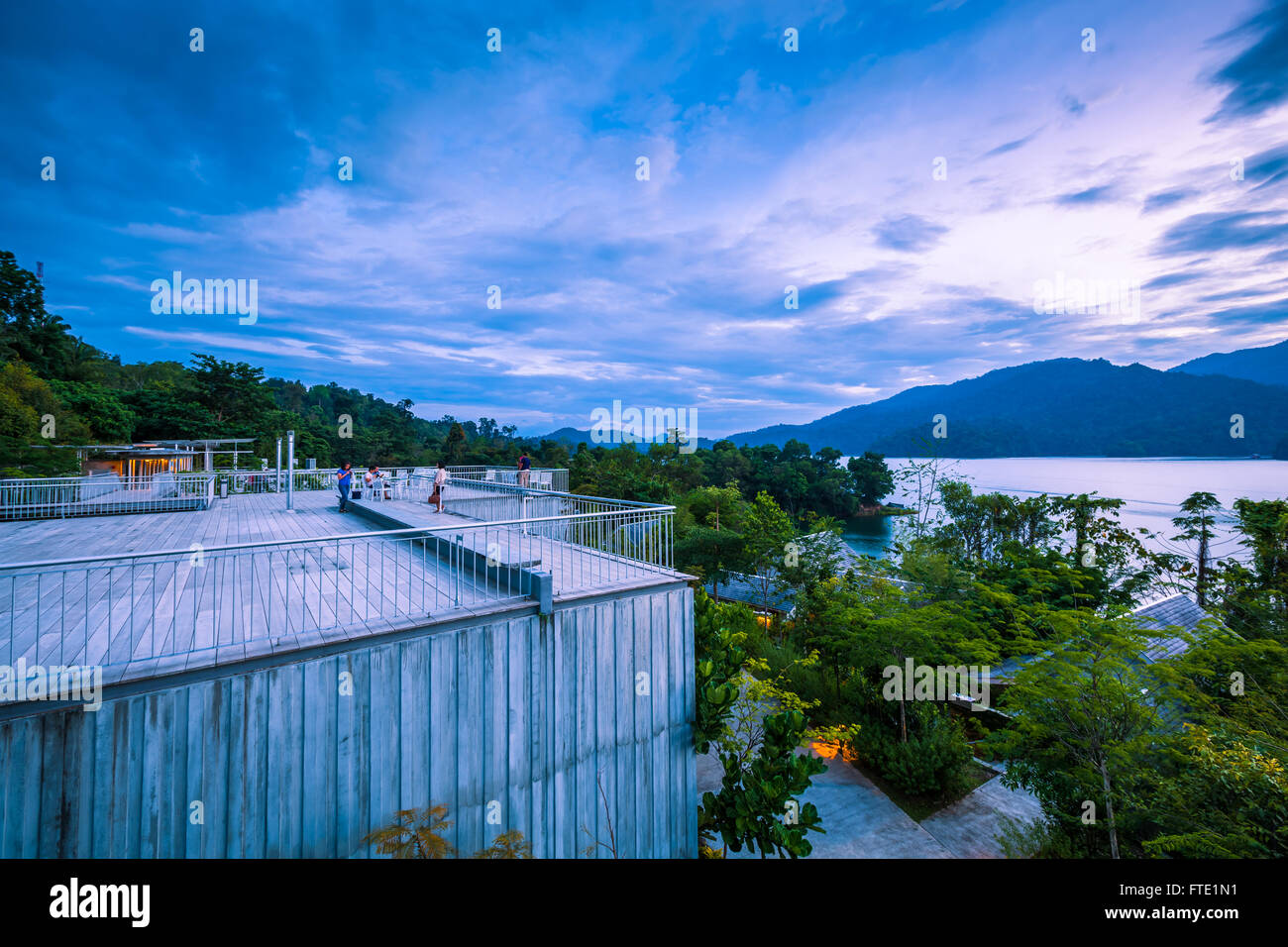 Sunset dusk at roof deck of Belum resort, Banding Island, Temenggor ...