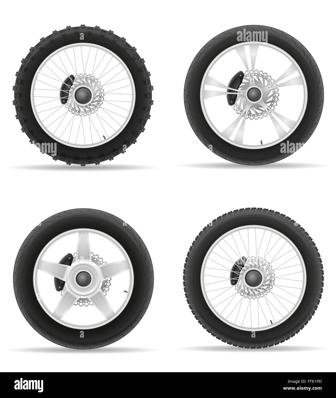 motorcycle wheel tire from the disk set icons illustration isolated on ...