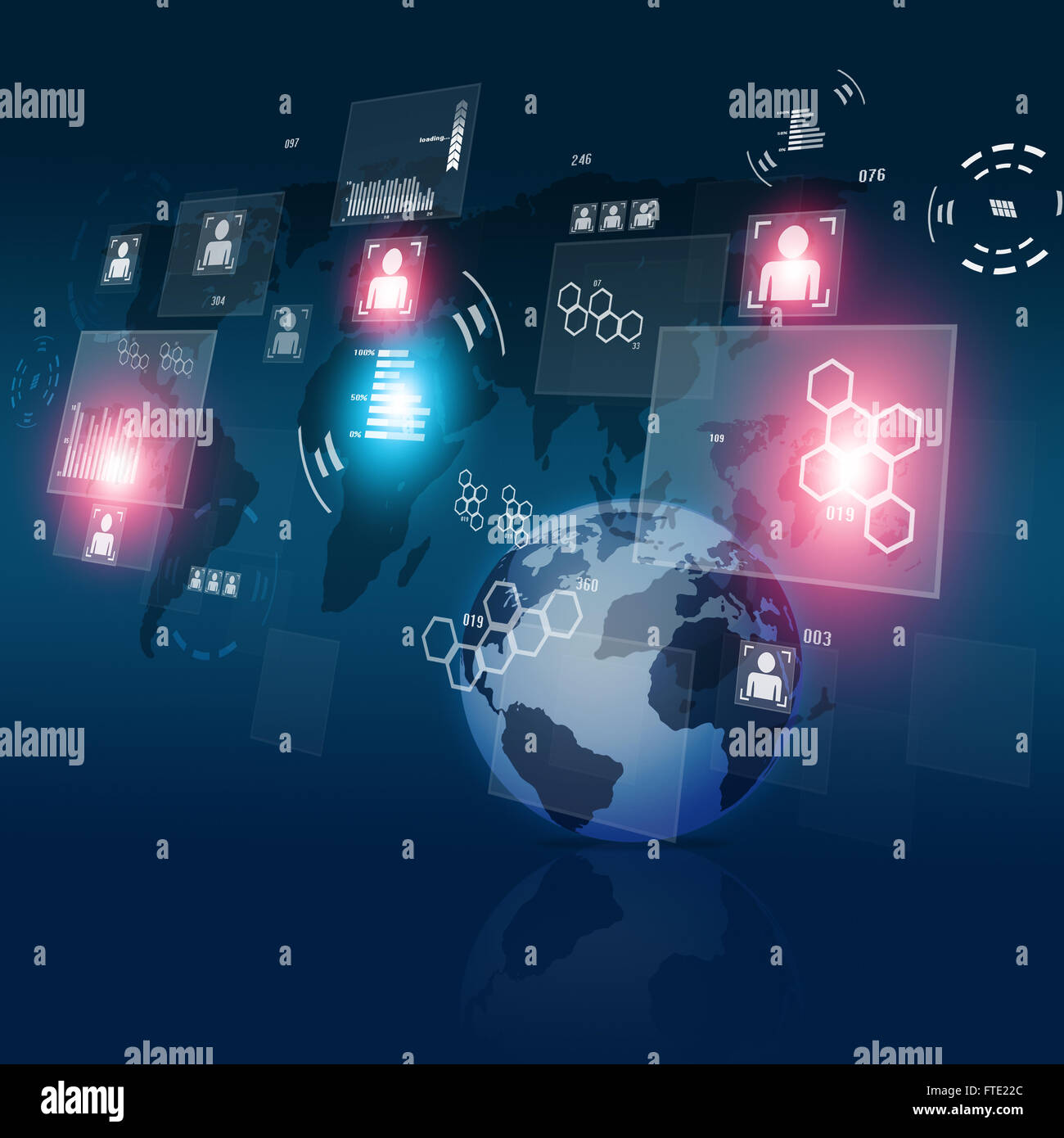 digital interface of global web connections and communications Stock ...