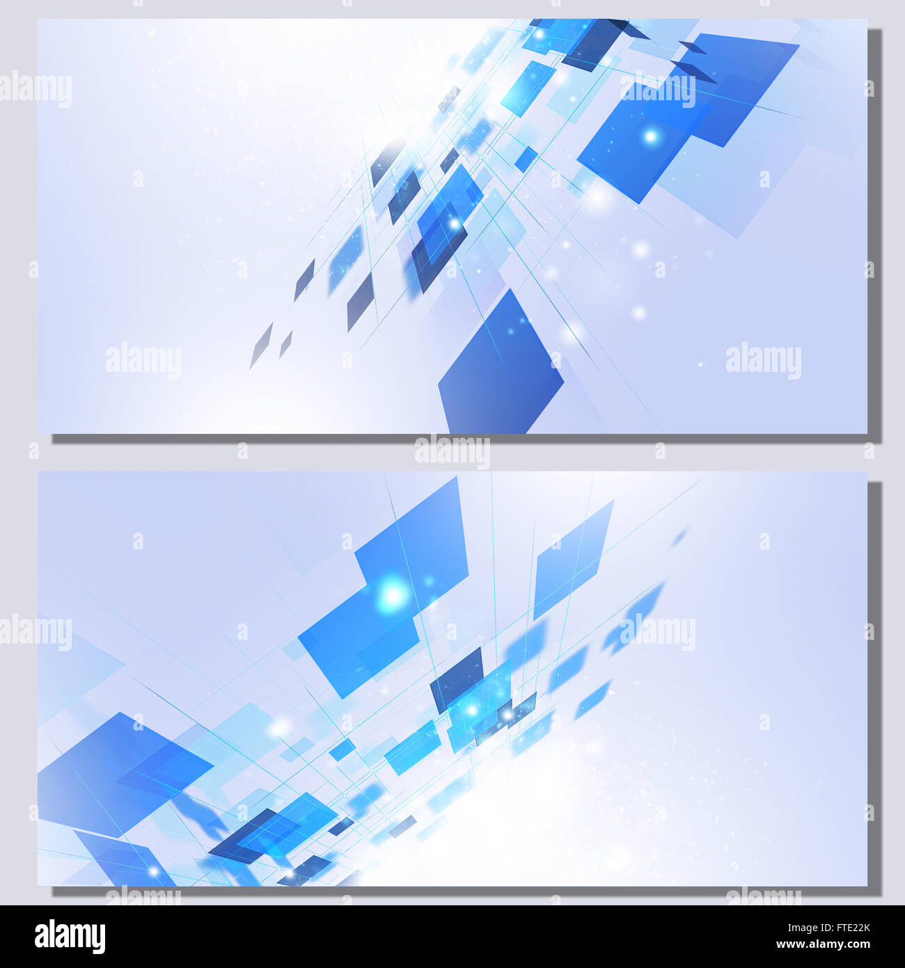abstract communication technology concept two blue banners Stock Photo ...