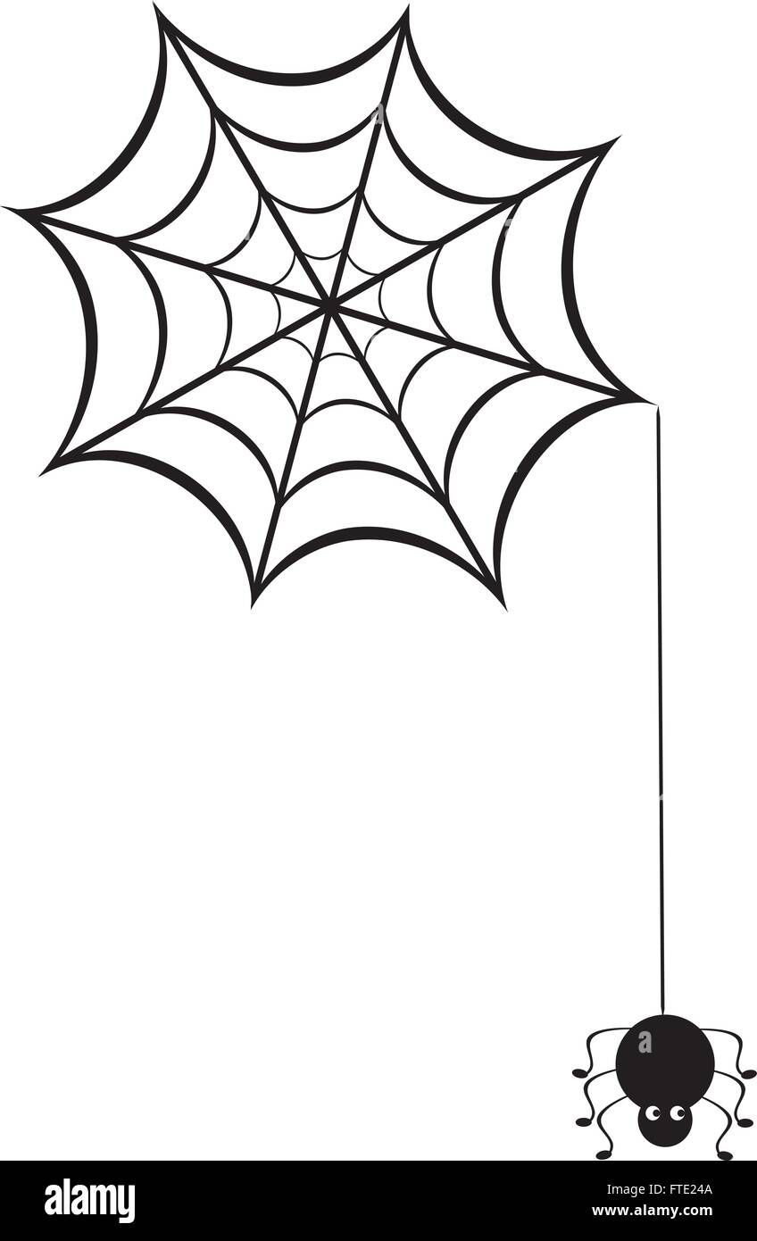 vector illustration of a spider web with funny spider Stock Vector ...