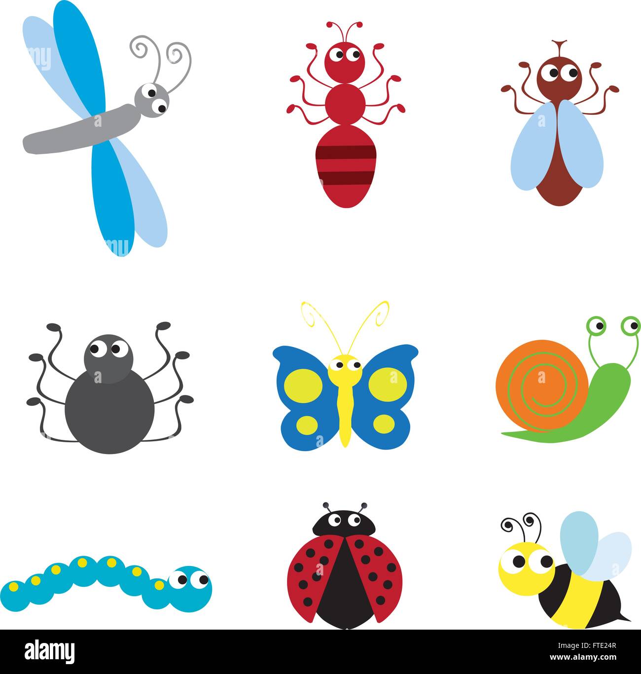 vector illustration of set of different fun bugs Stock Vector Image ...