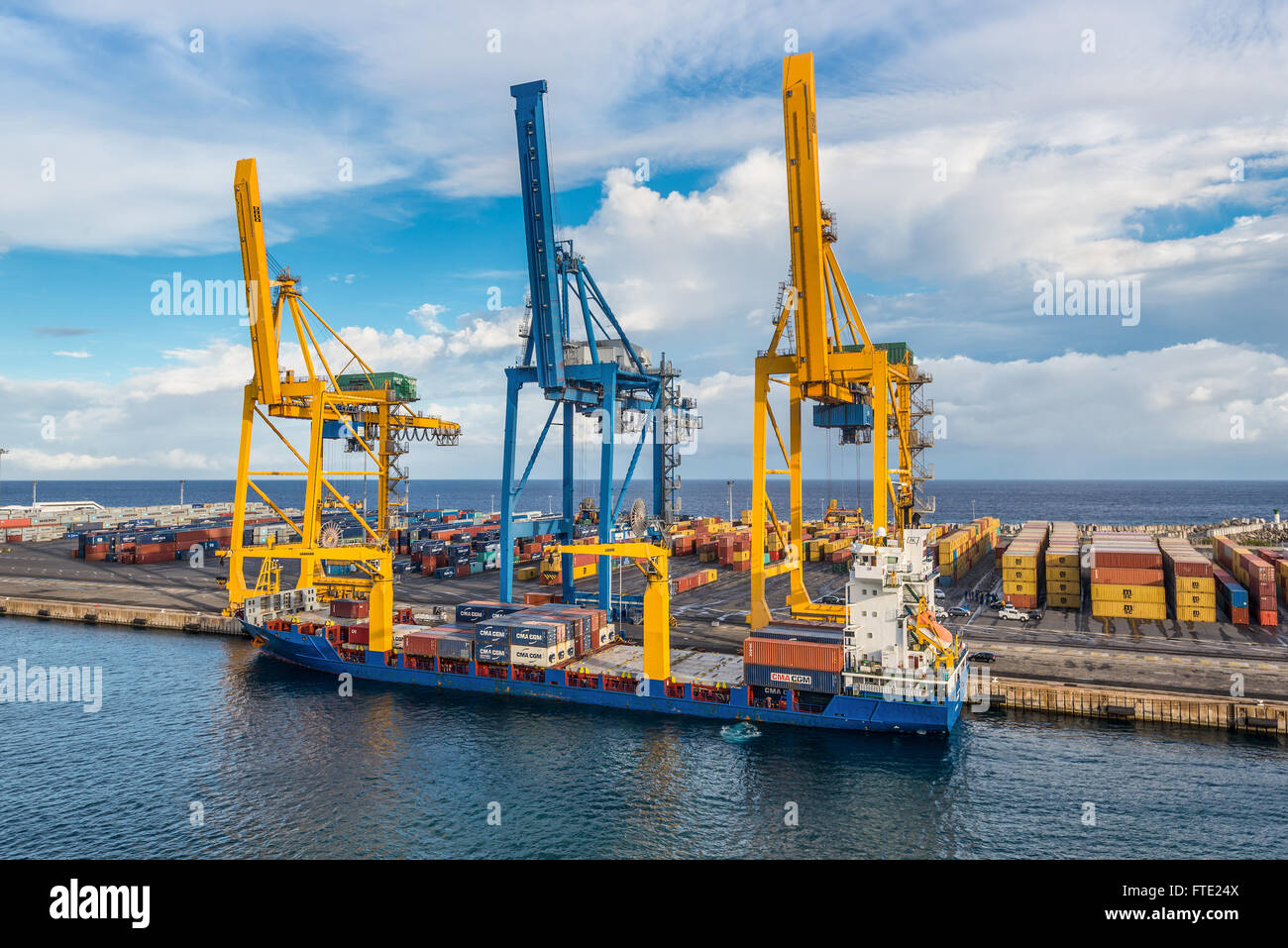 General Cargo Ship Kiara at the Harbor of Le Port on Reunion island ...