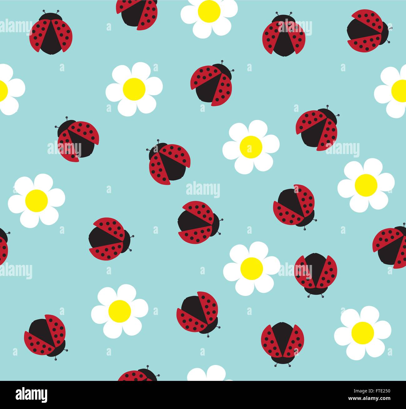 vector illustration of seamless background with ladybugs and flowers ...