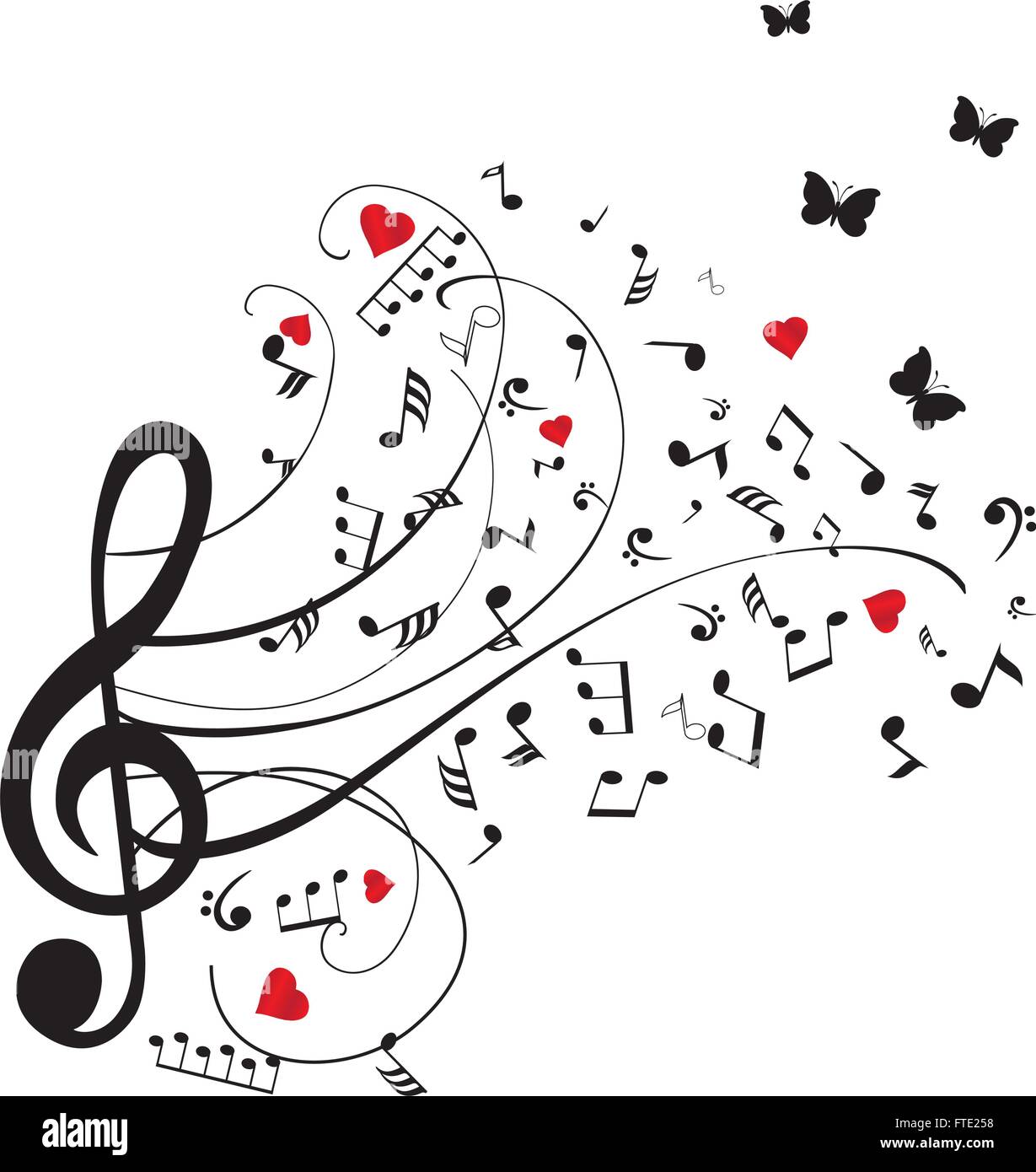 Red hearts and music notes Stock Vector Images - Alamy