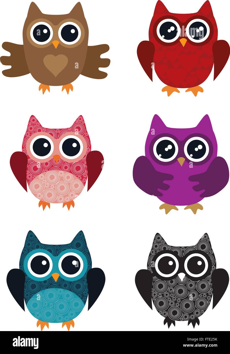 vector illustration of set of fun owls Stock Vector Image & Art - Alamy