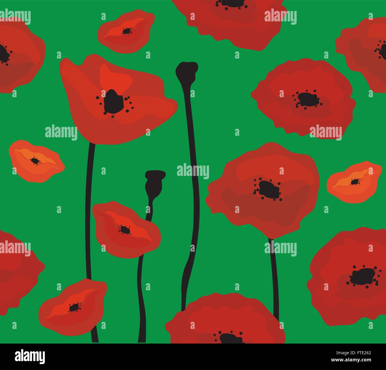 vector illustration of seamless background with poppies Stock Vector ...