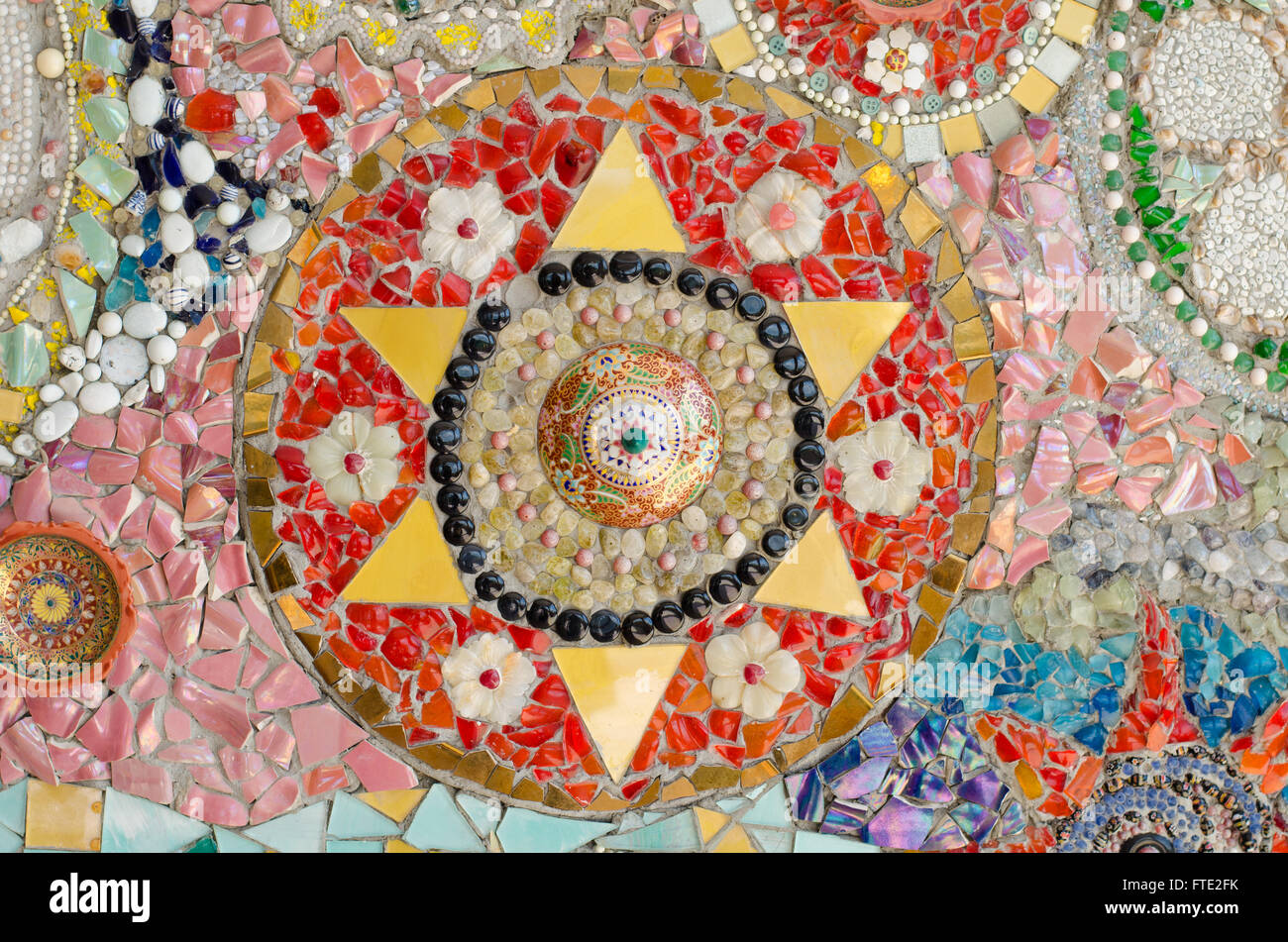 Wall Background Decorated with Thai Porcelain Stock Photo - Alamy