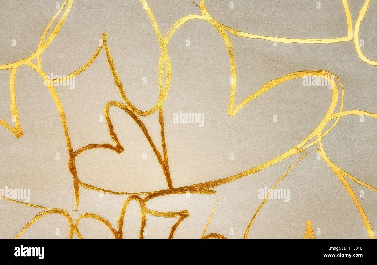 Gold heart foil background Stock Photo - Alamy