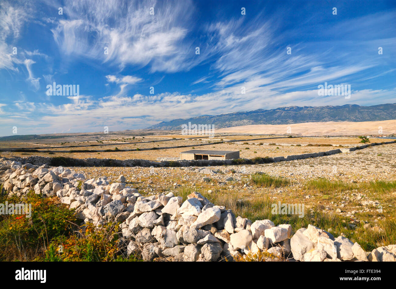 Landscape of island Pag with a beautiful clouds, Croatia Stock Photo ...