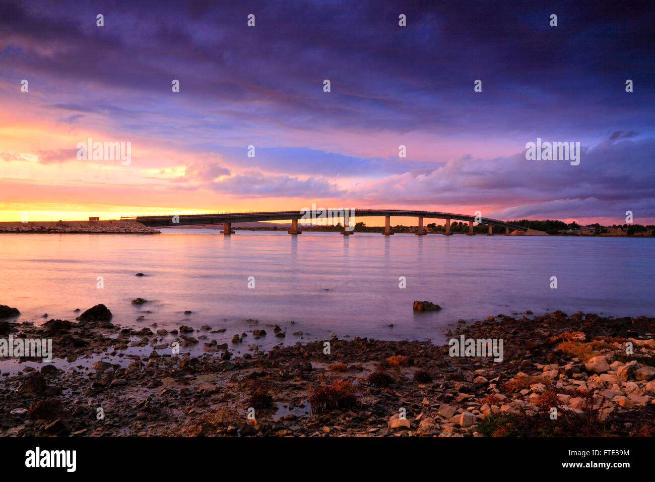 Landscape od bridge at sunset, Vir Croatia Stock Photo - Alamy