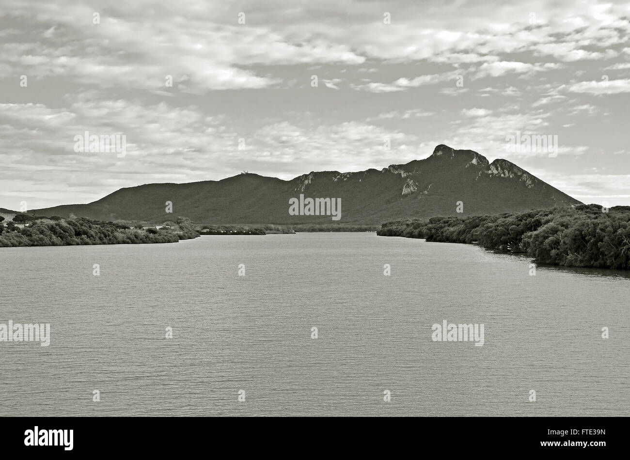 panorama of mount circeo in black and white Stock Photo - Alamy
