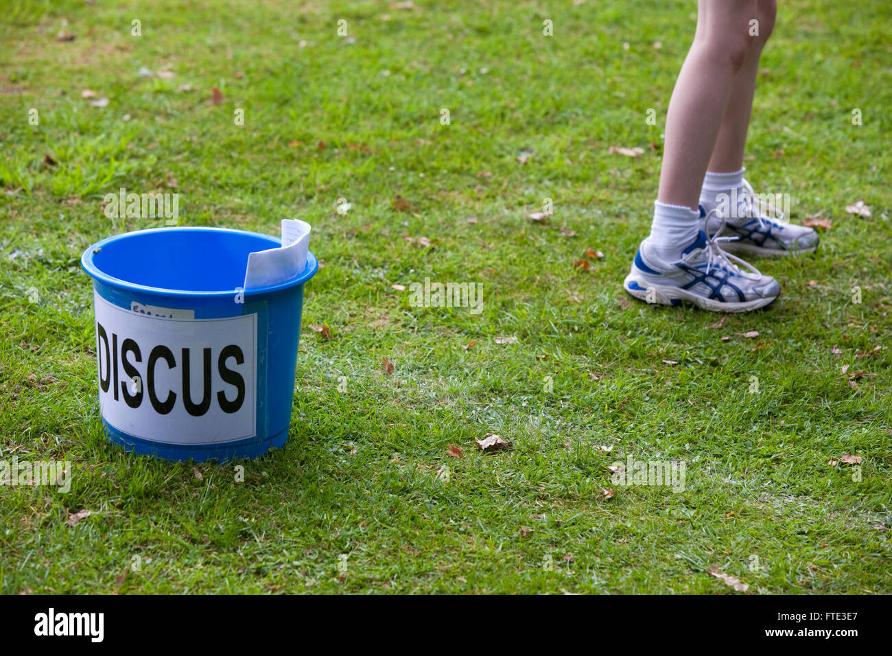 School PE day with field and bucket for sports equipment Stock Photo ...