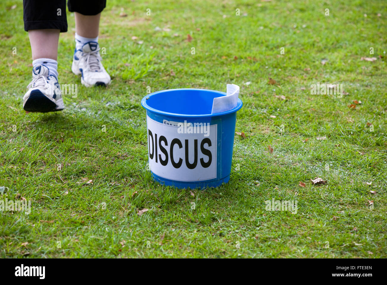 School PE day with field and bucket for sports equipment Stock Photo ...