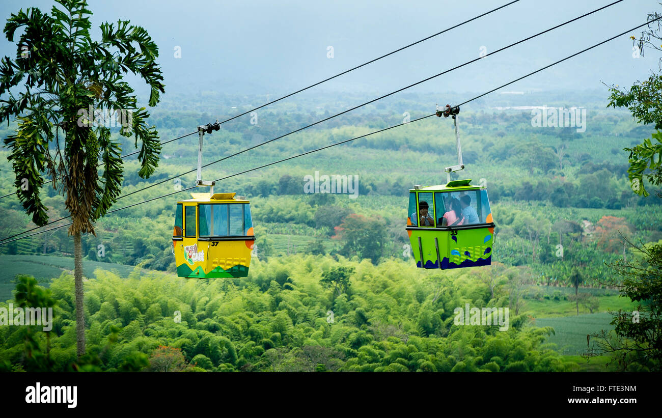 Cable car at the National coffee park in Colombia Stock Photo - Alamy