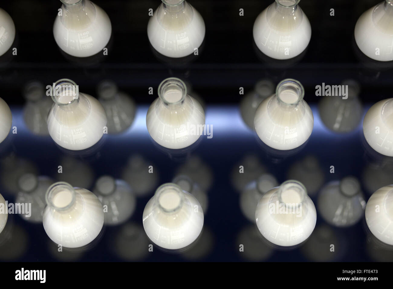 An experiment with many test bottles in row Stock Photo - Alamy