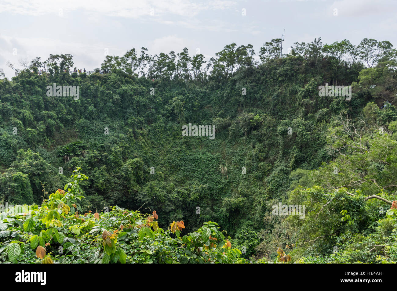 Fengluling volcano crater, covered by tropical rainforest, at the ...