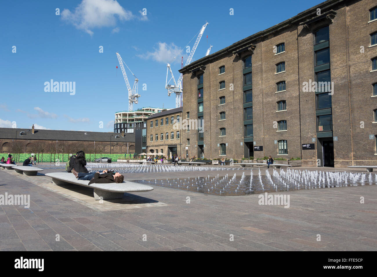 Granary Square in King’s Cross in London is one of the largest open-air ...