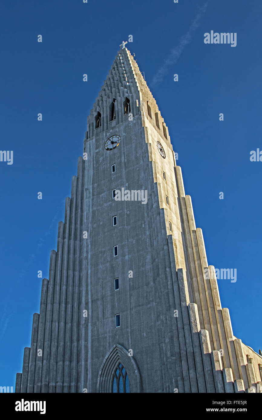 Hallgrimskirkja Church Clock Tower Reykjavik Stock Photos ...