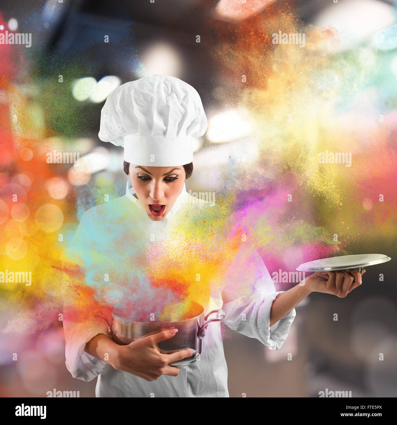 Explosion of colors in the kitchen Stock Photo - Alamy