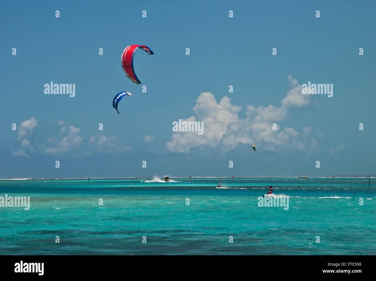 French Polynesia, Tahiti, kite boarding, parasailing, at Tahiti Stock ...