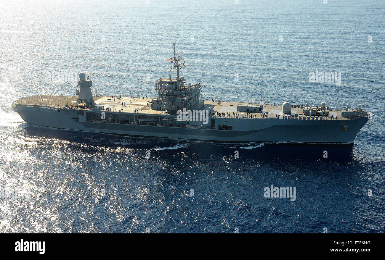 This image features the U.S. 6th Fleet flagship USS Mount Whitney (LCC ...