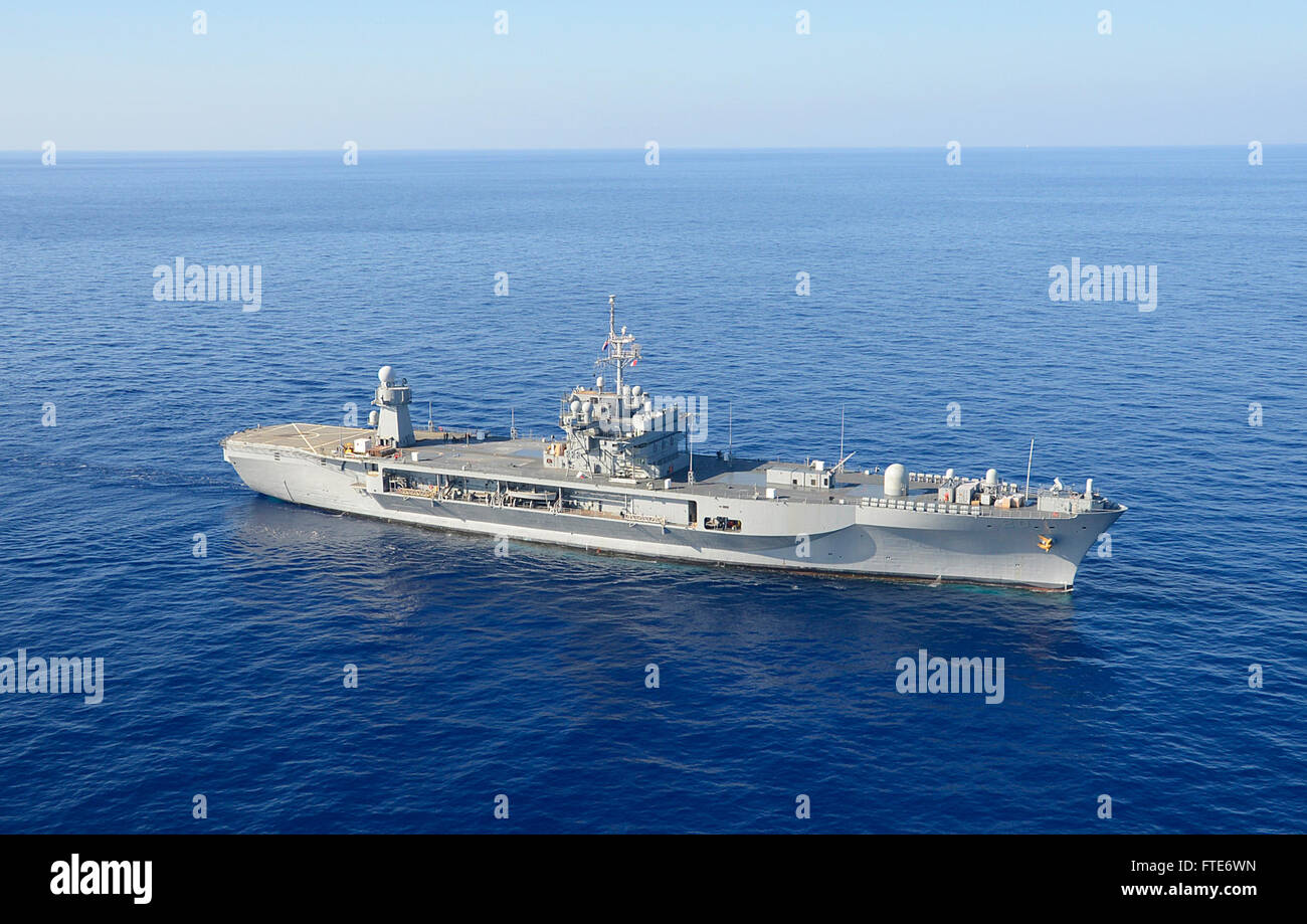 The USS Mount Whitney (LCC 20), the U.S. 6th Fleet Flagship, operates ...