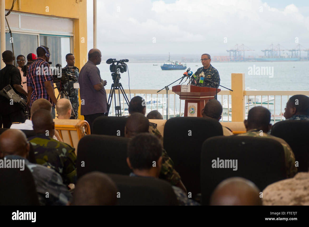 DJIBOUTI, Djibouti (Nov. 11, 2013) - U.S. Navy Capt. Carl Isett speaks ...