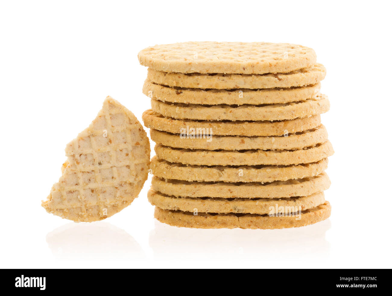 Stack of small cookies isolated on a white background Stock Photo - Alamy