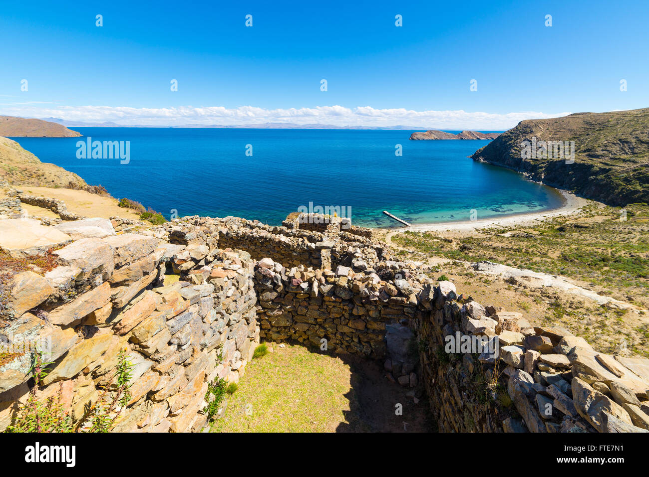 Ancient Inca labyrinth like settlement, called Chinkana, with scenic ...