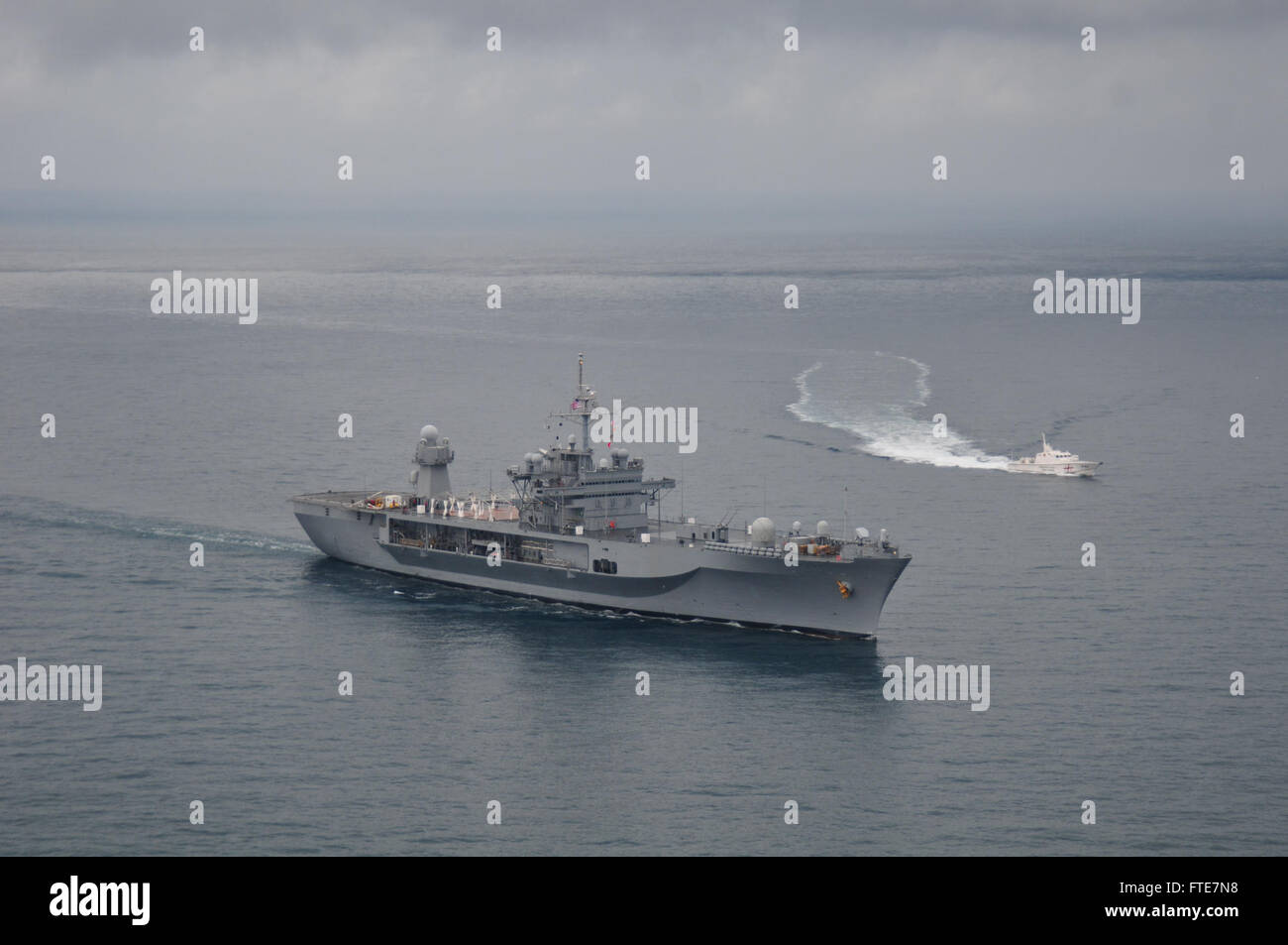 The USS Mount Whitney, flagship of the U.S. 6th Fleet, is seen steaming ...