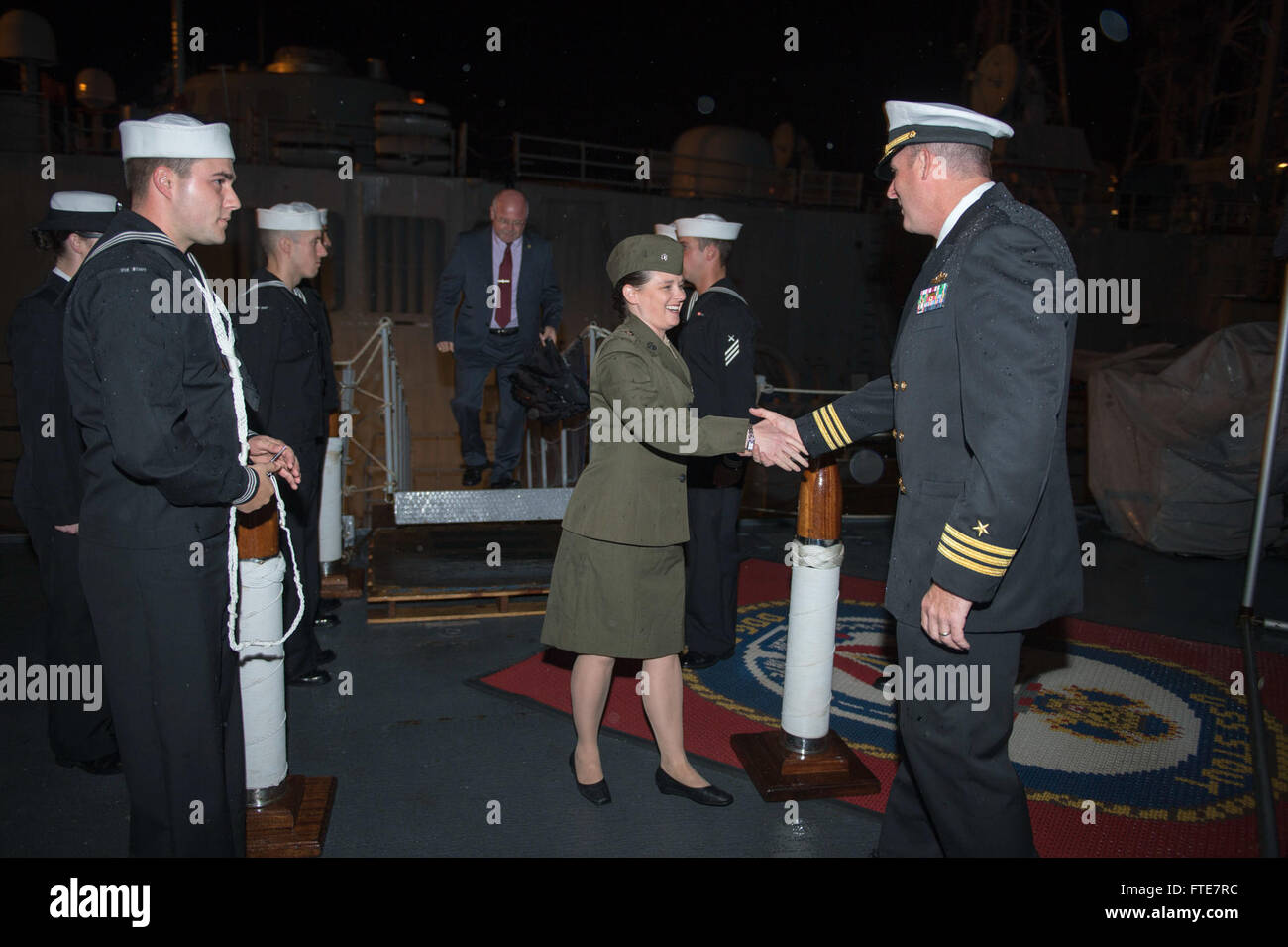 Lt. Col. Tanya Murnock, the first female attaché in Turkey, is piped ...