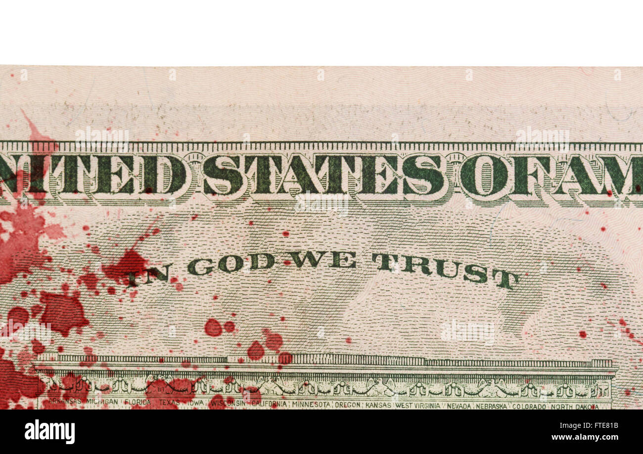 US one Dollar bill, close up photo, blood Stock Photo - Alamy
