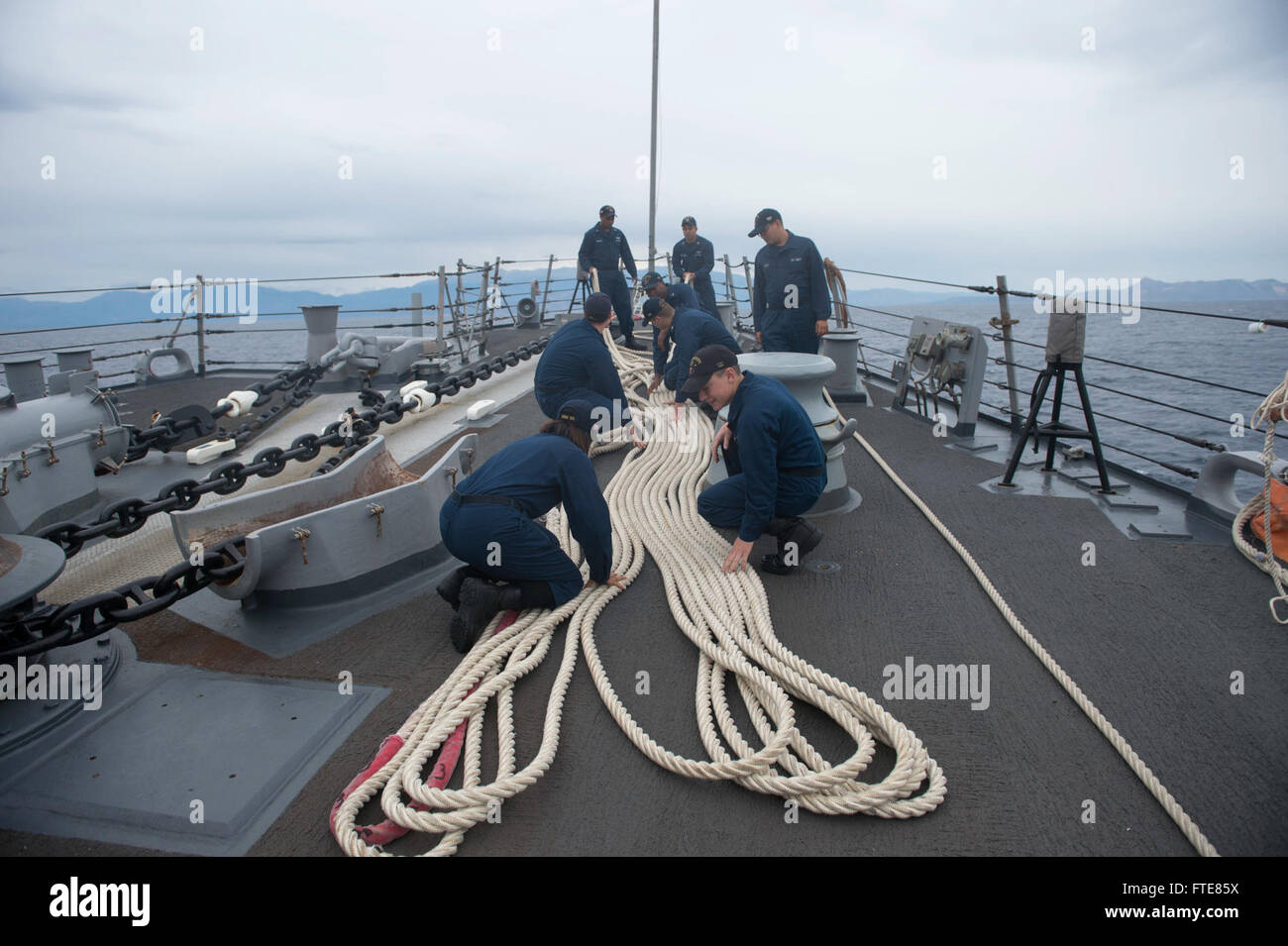 On November 30, 2013, sailors aboard the USS Stout (DDG 55) set up ...