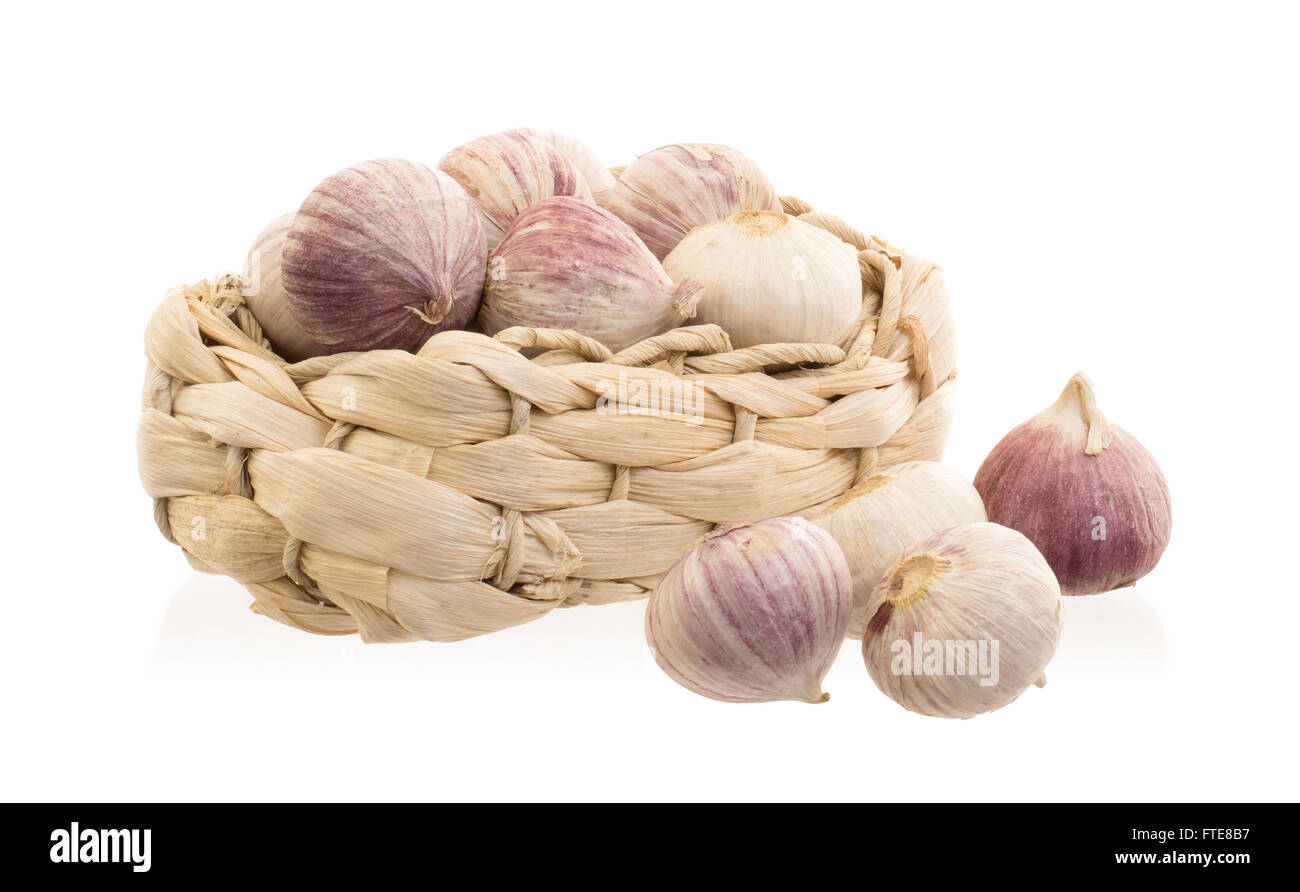 Raw garlic (small) isolated on a white background Stock Photo - Alamy