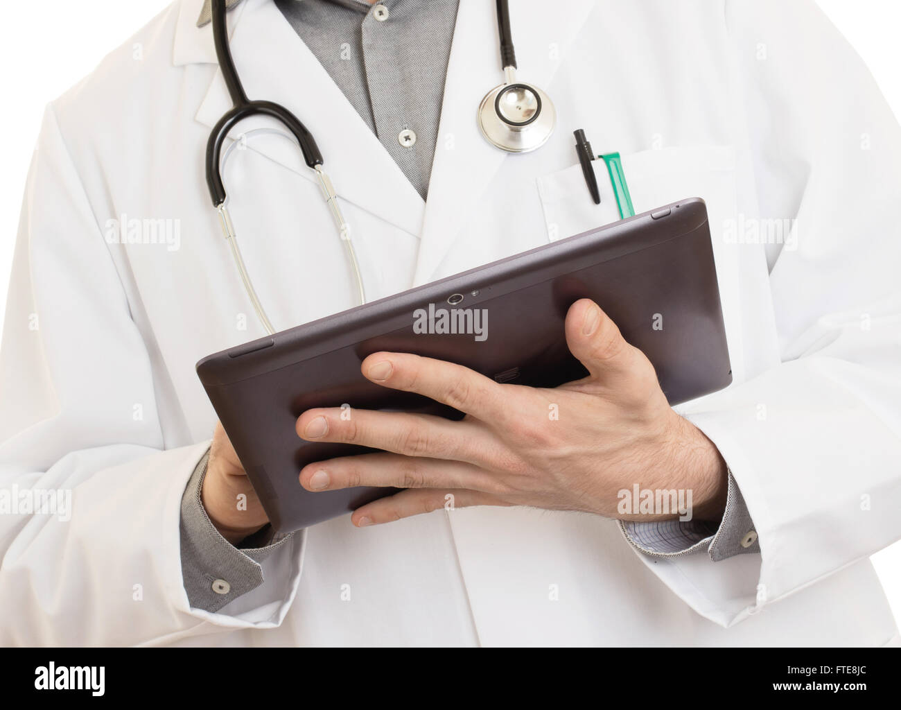 Doctor using a digital tablet, selective focus on tablet Stock Photo ...