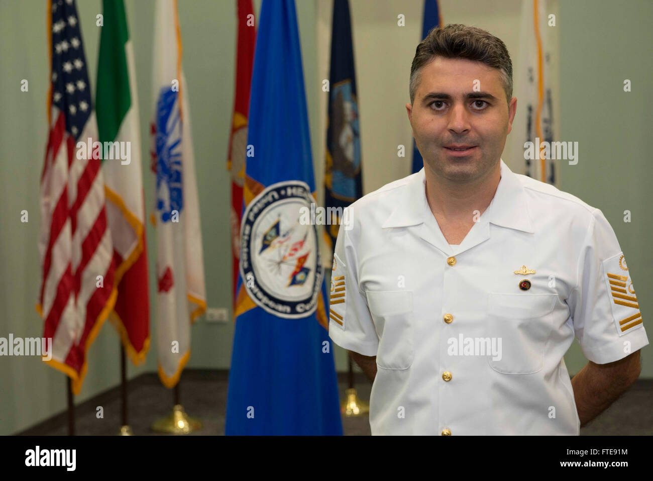 Turkish Navy Master Chief Petty Officer Saban Onur poses during the ...