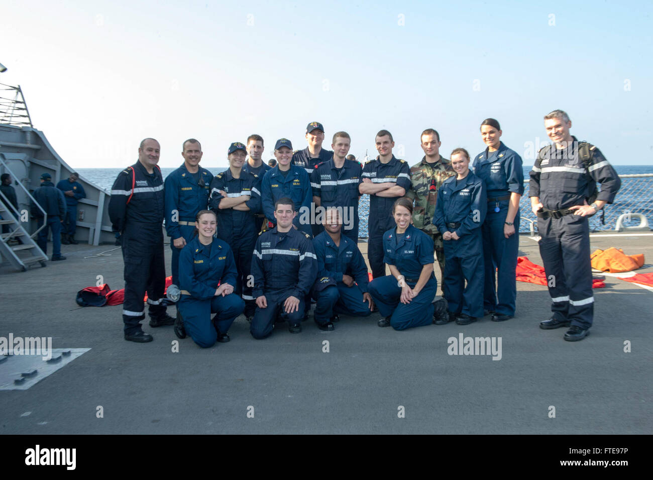 Sailors from the French navy frigate FS Surcouf (F 711) visited the USS ...