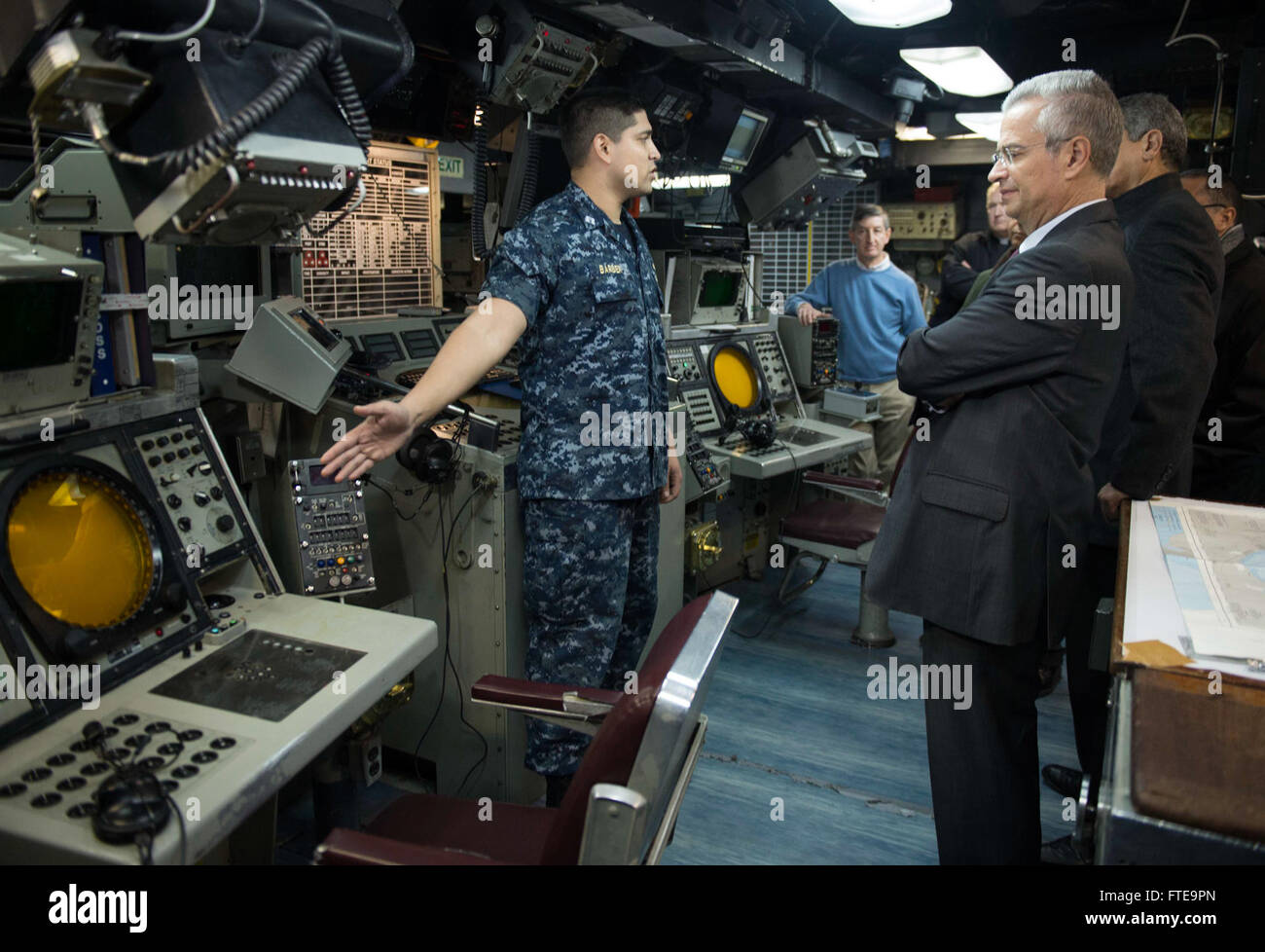 Lt. James Barber of the USS Elrod (FFG 55) leads a tour of the ship's ...