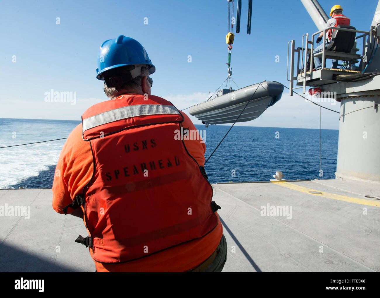 The USNS Spearhead (JHSV 1) crew conducts small boat operations in the ...