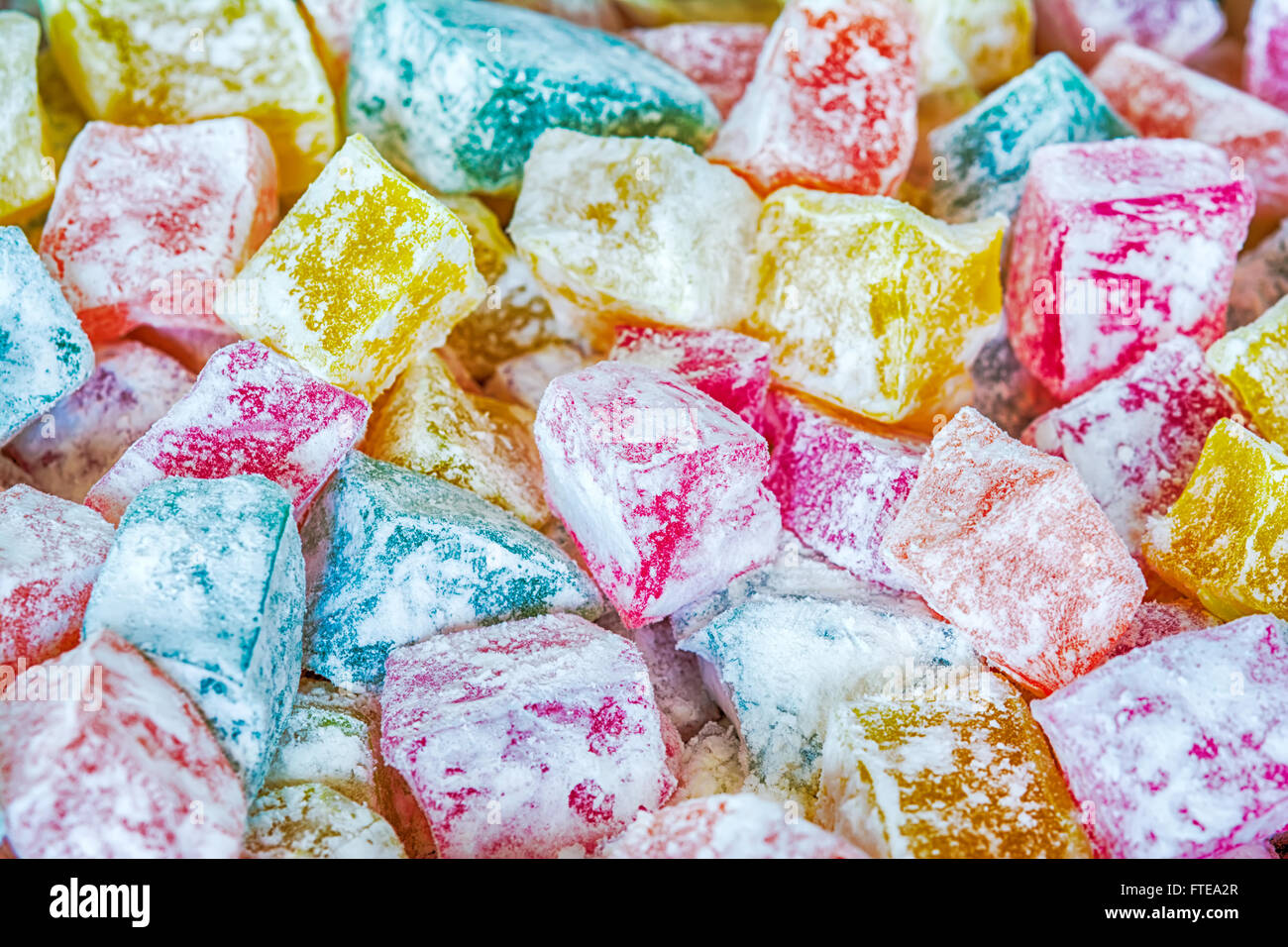 Turkish sweets lukum colored background. Estern delicatessen Stock ...