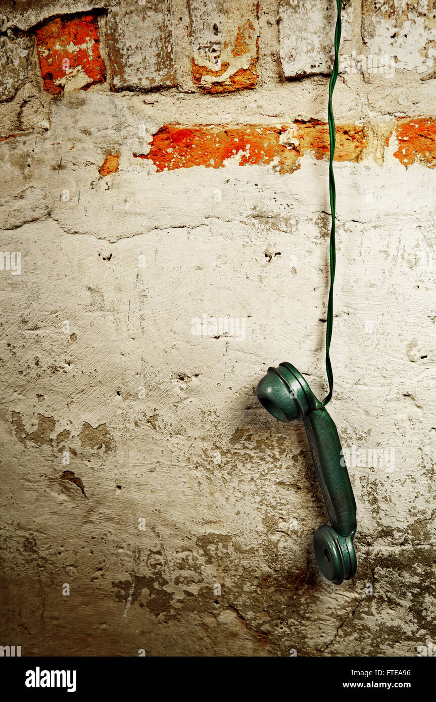 Retro Phone Cord - Vintage Telephone Handset Receiver hanging by the ...